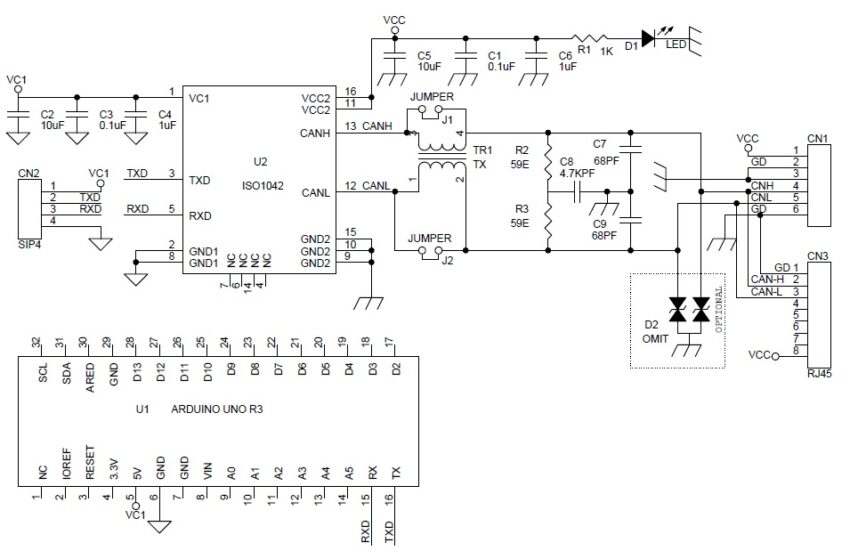 Isolated Can Bus Transceiver Arduino Shield Electronics Lab