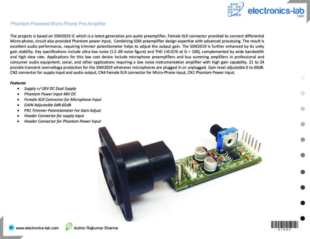 Phantom Powered Micro-Phone Pre-Amplifier.pdf - Electronics-Lab.com