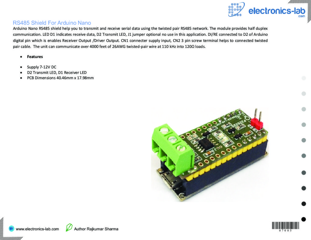 Rs485 Shield For Arduino Nano Electronics