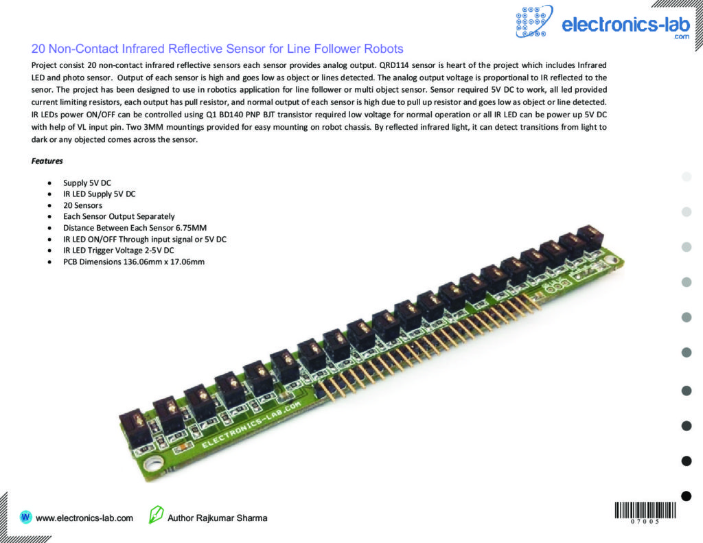 20 Non-Contact Infrared Reflective Sensor for Line Follower Robots ...