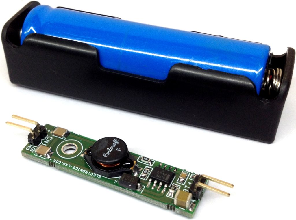 Single 18650 LiPo Battery to 5V Boost Converter - Electronics-Lab