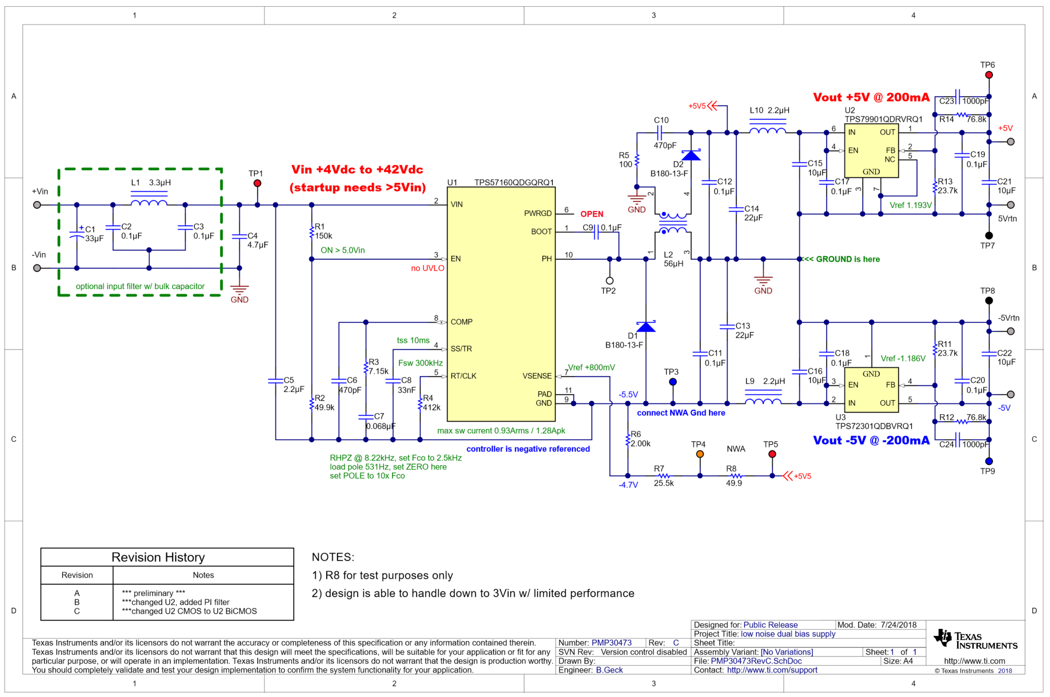 PMP30473 - Lowest noise auxiliary dual output (+5 V and -5 V) power ...