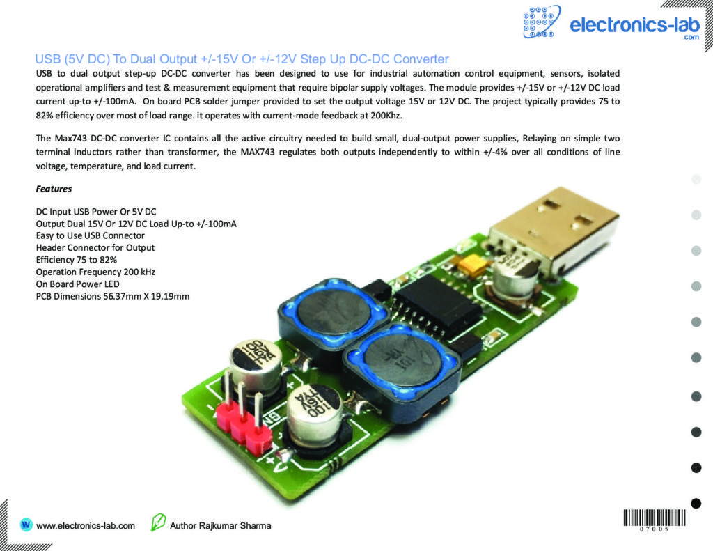 USB (5V DC) To Dual Output +-15V Or +-12V Step Up DC-DC Converter ...