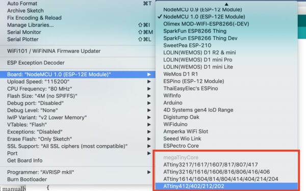 Using The New Attiny Processors With Arduino Ide Attiny412 Attiny1614 Attiny3216 Attiny1616