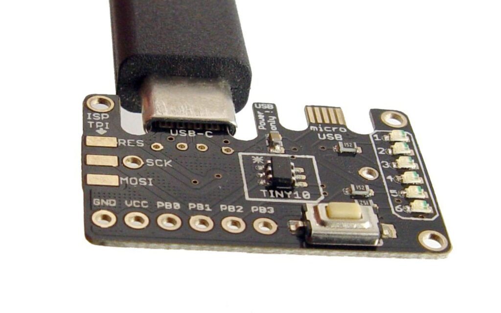 ATtiny10 Development Board with USB-C and Micro USB - Electronics-Lab