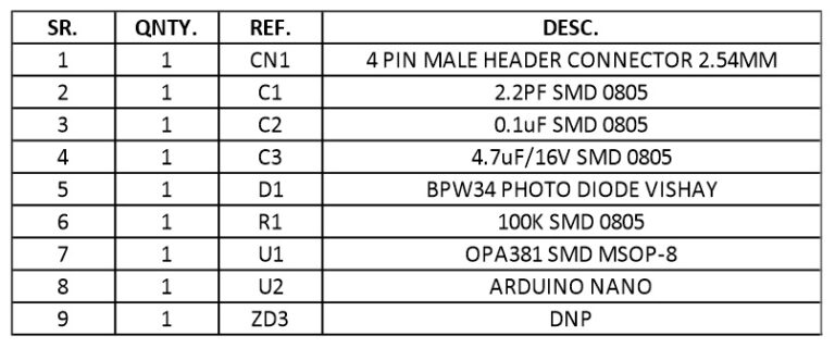 Photodiode Amplifier for Visible Light Using OPA381 - Arduino Nano ...