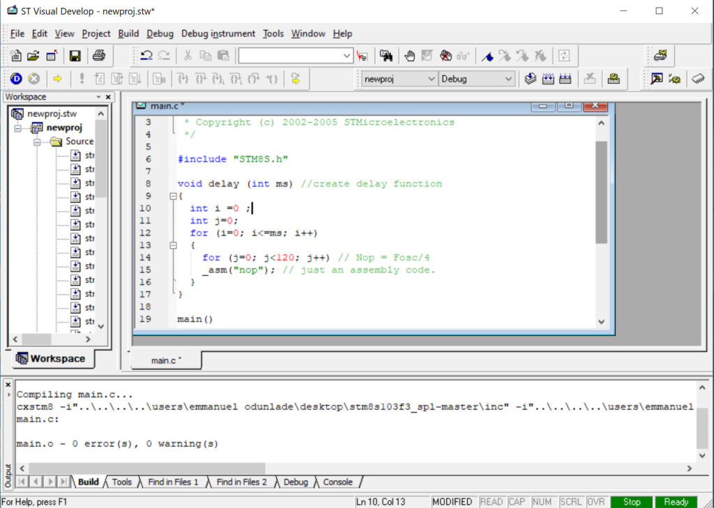 Getting Started with STM8S using STVD and Cosmic C Compiler ...