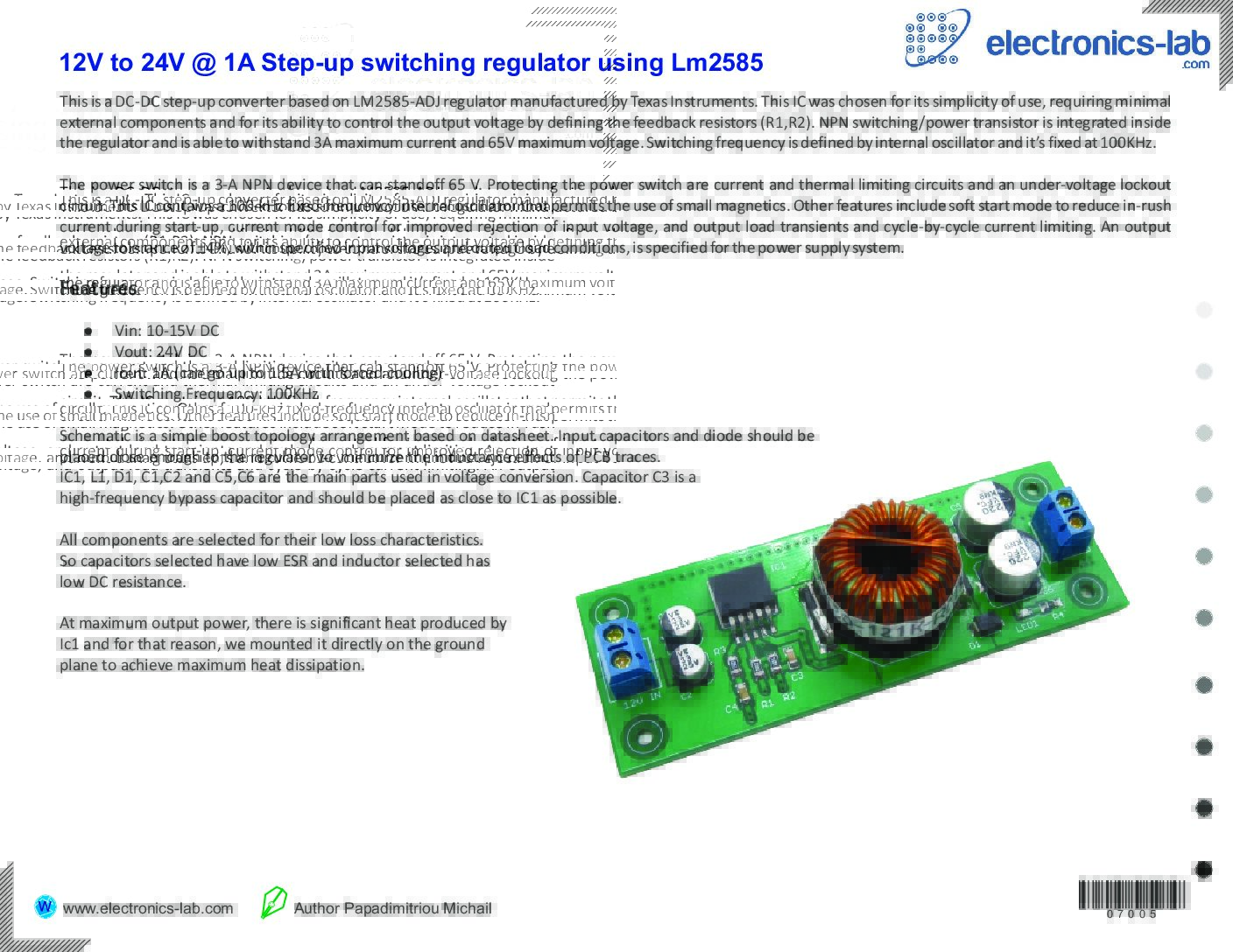 12V to 24V @ 1A Step-up switching regulator using LM2585 - Electronics ...