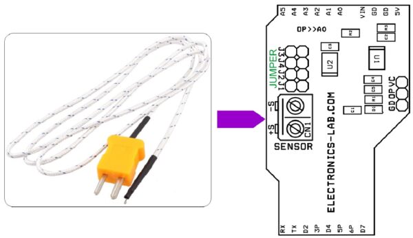 Type K Thermocouple Sensor Amplifier Arduino Shield - Electronics-Lab