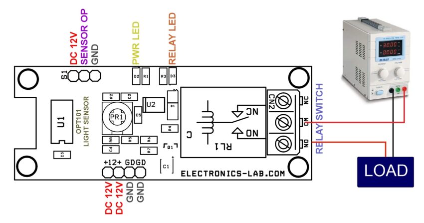 Analog Light Sensor + Light Sensitive Switch using OPT101 - Electronics-Lab