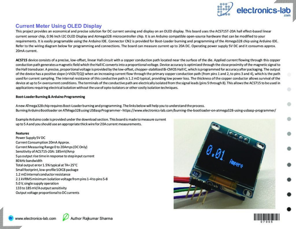Current Meter Using OLED Display - Electronics-Lab.com
