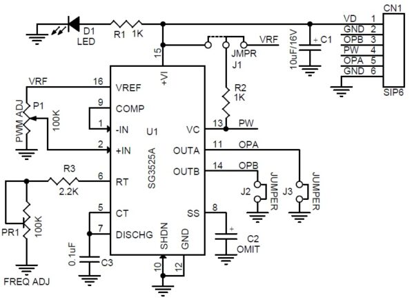 PWM Module with Dual Source/Sink Outputs using SG3525 - Electronics-Lab