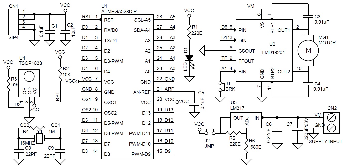 Brushed DC Motor Controller Using Infra-Red Remote - Electronics-Lab.com Brushed DC Motor Controller Using Infra-Red Remote - Electronics-Lab.com