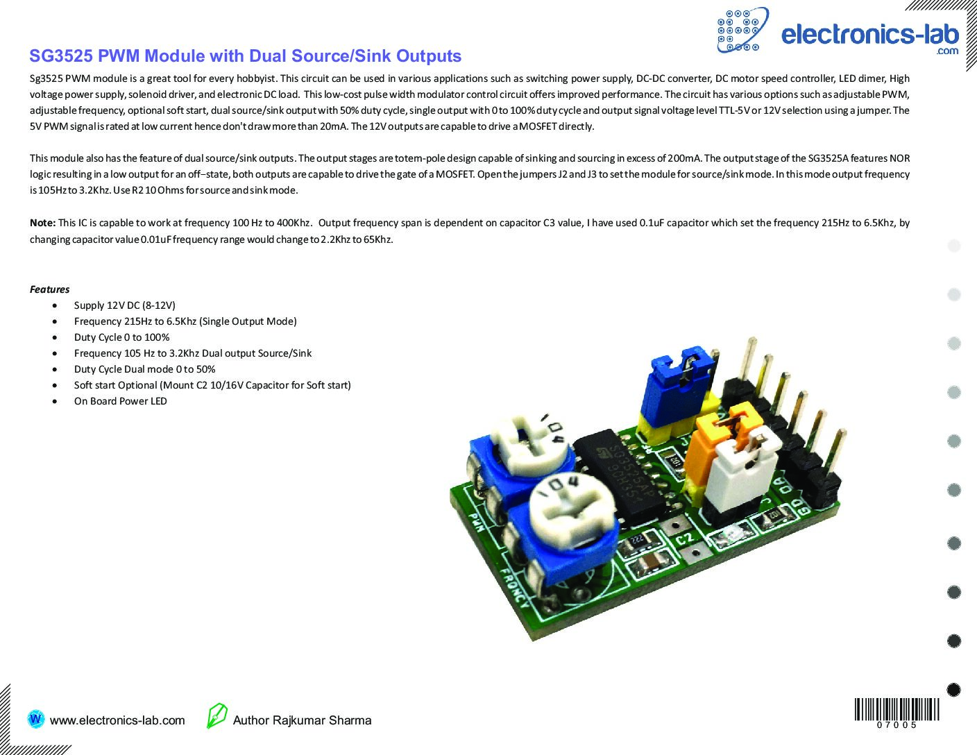 Sg3525 Pwm Module With Dual Source Sink Outputs Electronics