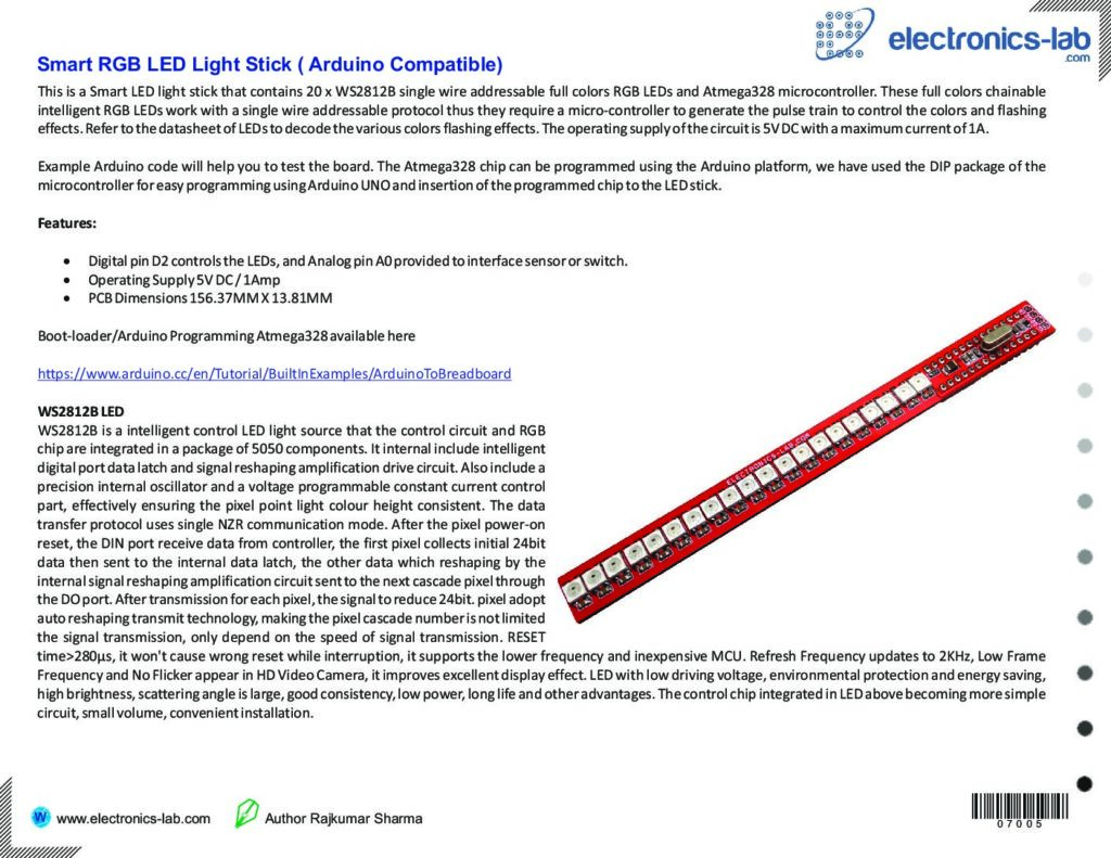 Smart RGB LED Light Stick - Arduino Compatible - Electronics-Lab.com