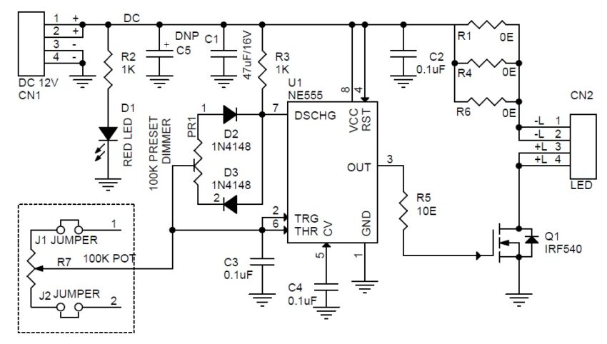 60W LED Dimmer for 12V LEDs using 555 Timer - Electronics-Lab