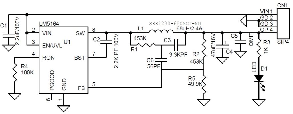 65V Input to 12Vdc Output - 1A synchronous buck DC/DC converter using LM5164 - Electronics-Lab
