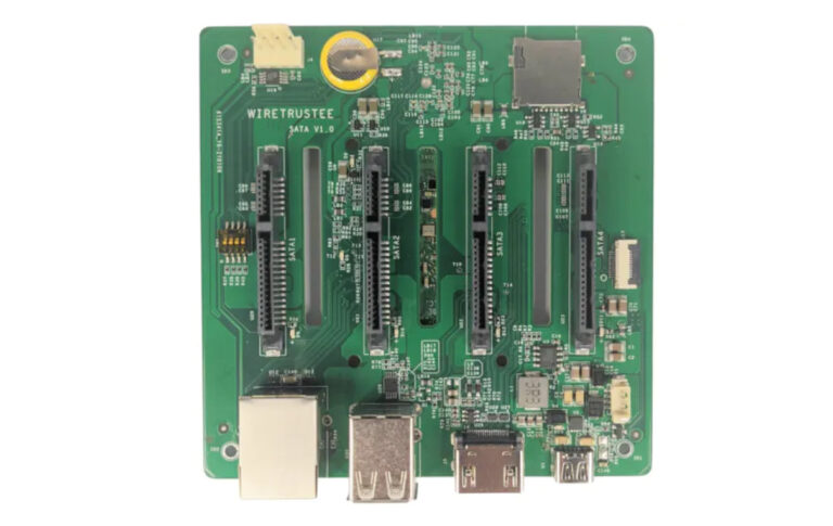 Wiretrustee designs a Four-port SATA Raspberry Pi CM4 carrier board for ...