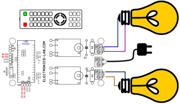 Arduino Nano Switching Onoff Appliances Using Infra Red Remote Two