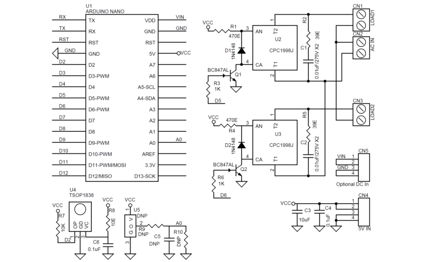 Arduino Nano- Switching ON/OFF Appliances Using Infra-Red Remote (Two ...
