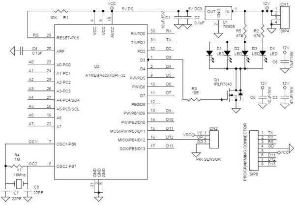 Pir Motion Sensor Led Ceiling Light Arduino Compatible Electronics
