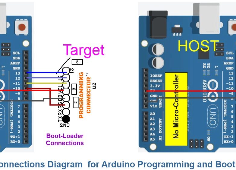 Connections Diagram For Arduono Programing And Code Burning Electronics