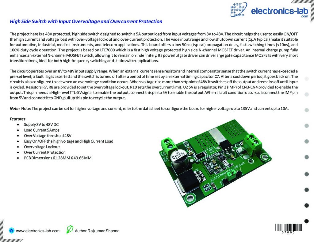 High Side Switch with Input Overvoltage and Overcurrent Protection ...