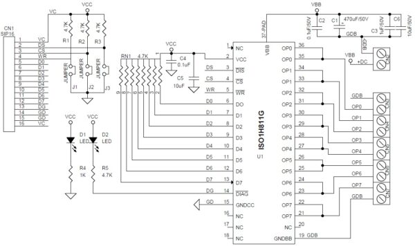 Galvanic Isolated 8 Channel High-Side Switch (0.6A per channel ...
