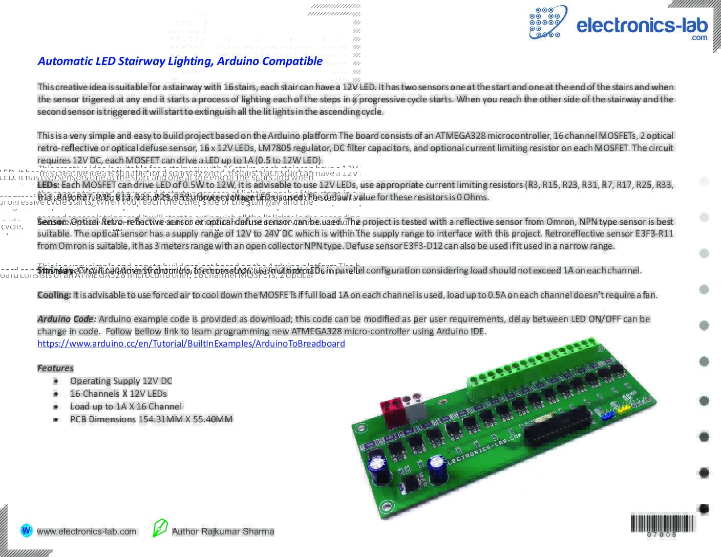 Automatic LED Stairway Lighting – Arduino Compatible - Electronics-Lab.com