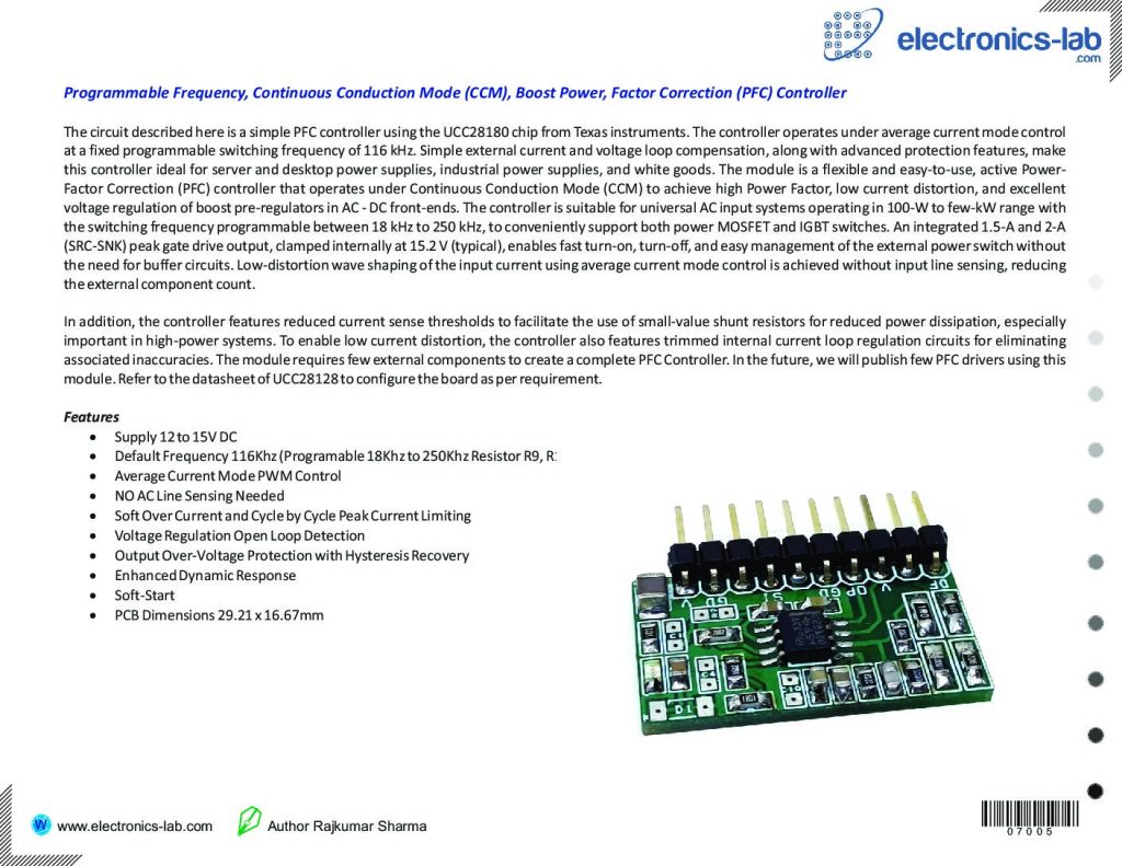 Programmable Frequency Continuous Conduction Mode Ccm Boost Power