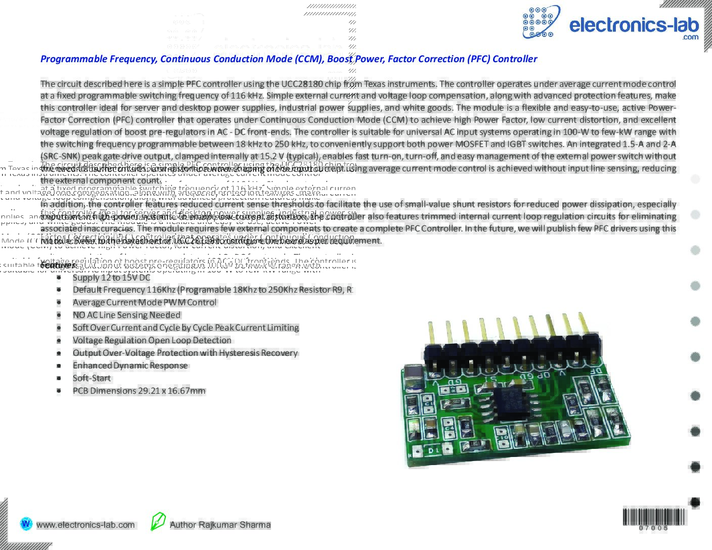 Programmable Frequency Continuous Conduction Mode Ccm Boost Power
