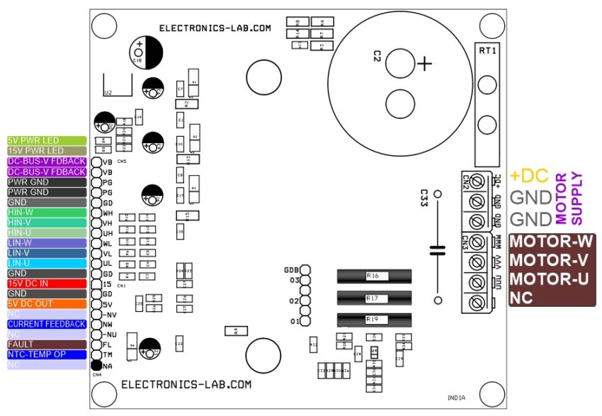 600V - 30A IPM Module Carrier Board for Variable Frequency Drive (VFD) - Electronics-Lab