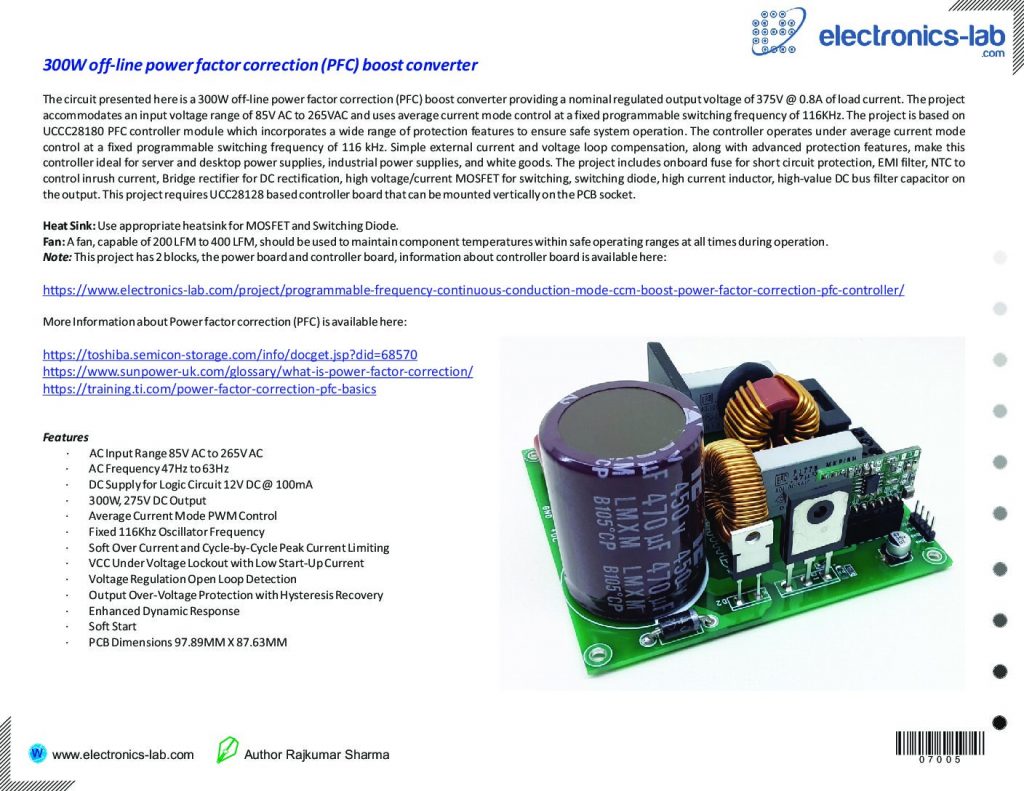 300W Off-line Power Factor Correction (PFC) Boost Converter ...