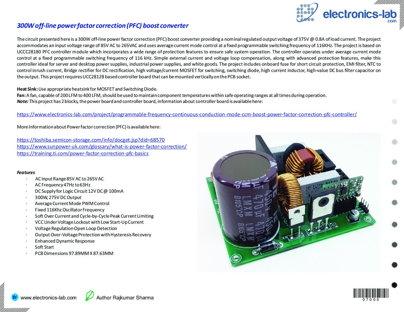 300W Off-line Power Factor Correction (PFC) Boost Converter ...