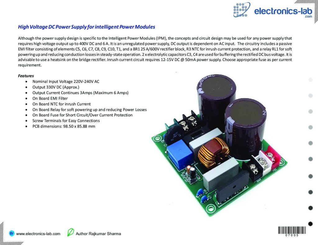 High Voltage DC Power Supply for intelligent Power Modules ...