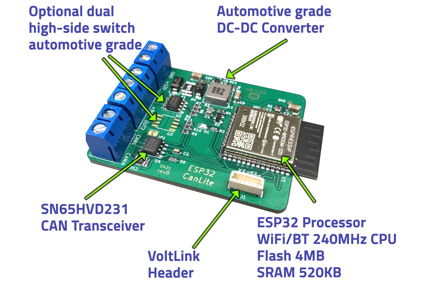 VoltLog’s CanLite is an ESP32-based CAN Bus Development Board ...