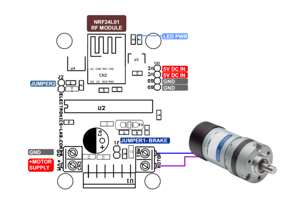 Dc Motor Speed Direction And Brake Control With Nrf24l01 Rf Module Arduino Compatible