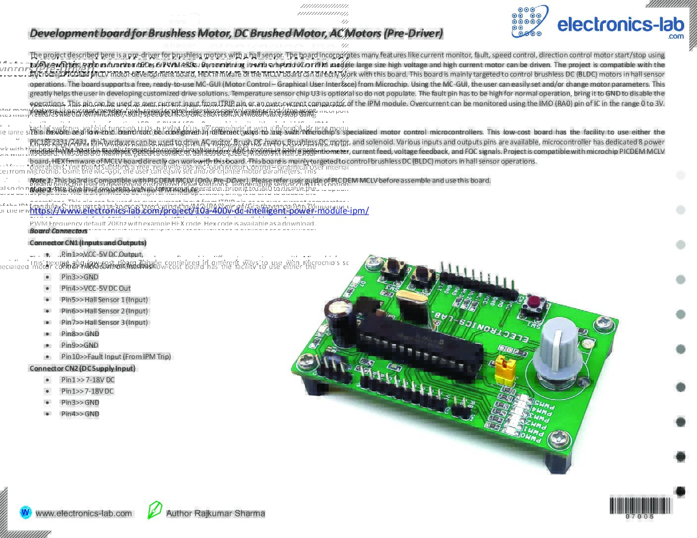Development board for Brushless Motor, DC Brushed Motor, AC Motors (Pre ...