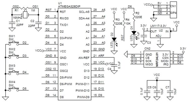 4 Channel RF Remote Transmitter using nRF24L01- Arduino Compatible ...