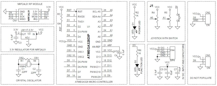 Single Joystick Remote Control Transmitter using NRF24L01 - Arduino ...