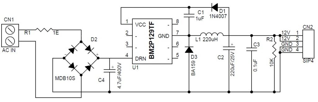 230V AC Input - 12V Output DC Converter, Non-Isolated Buck Converter ...