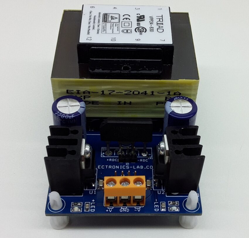 Dual +12V/-12V @ 400mA Regulated Linear Power Supply with AC input ...
