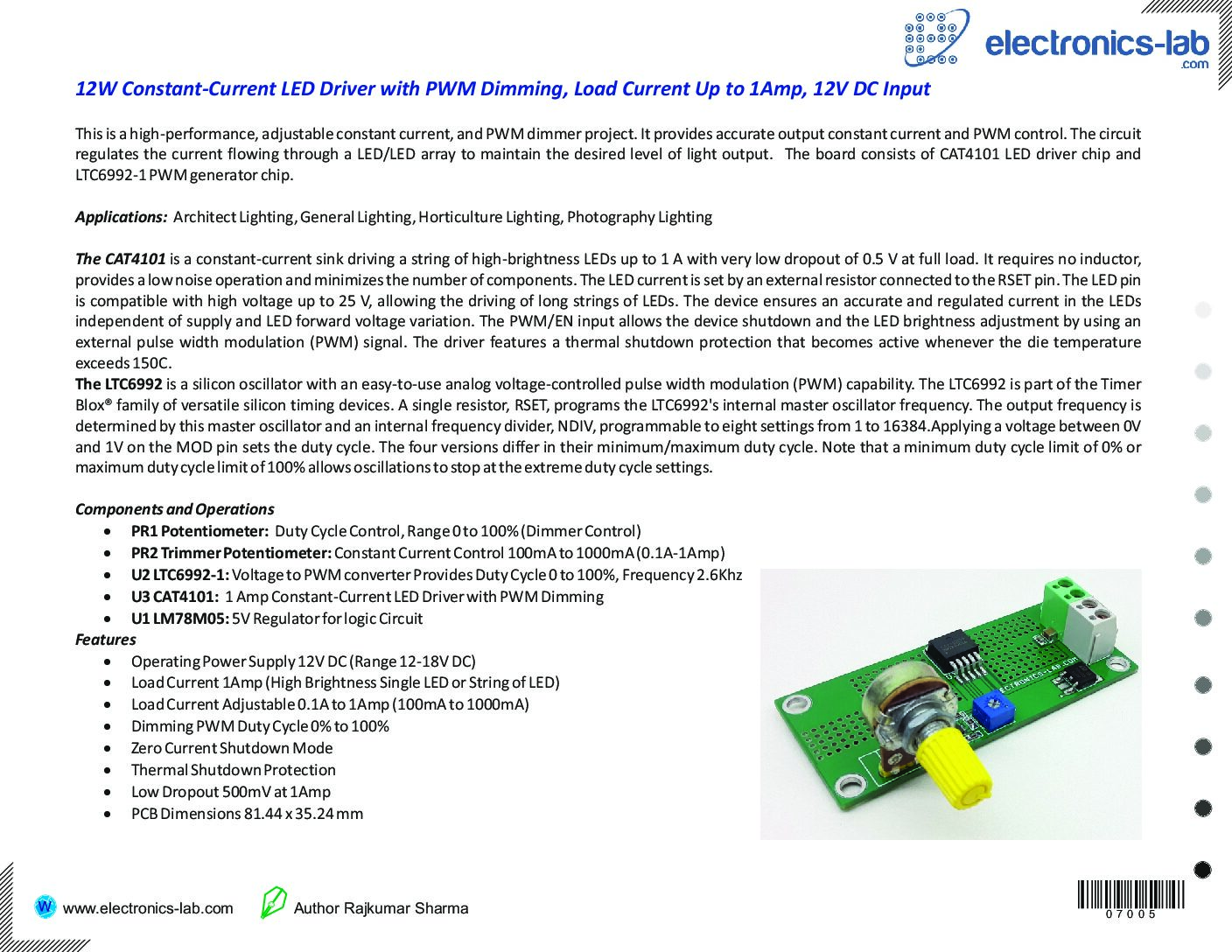 12W Constant-Current LED Driver with PWM Dimming - Electronics-Lab.com