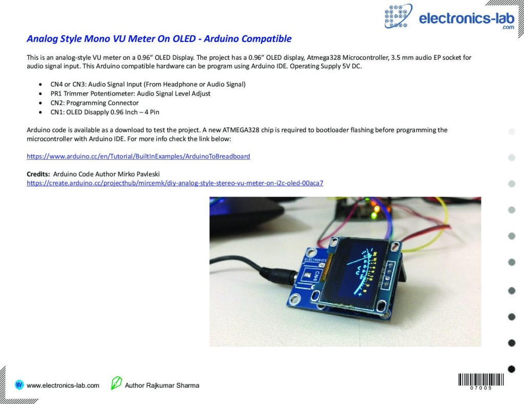 Analog Style VU Meter on OLED Display – Arduino Compatible ...