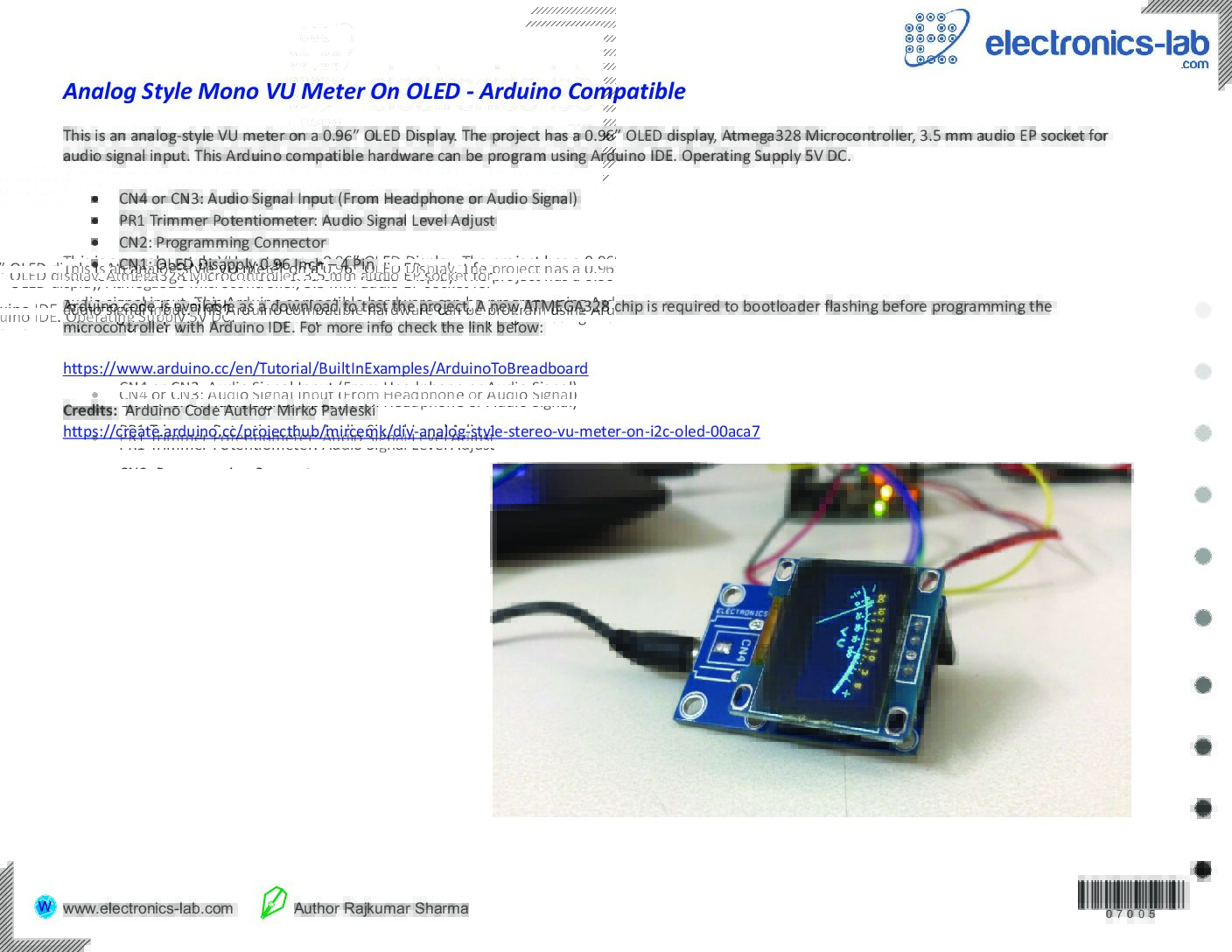 Analog Style VU Meter on OLED Display – Arduino Compatible ...