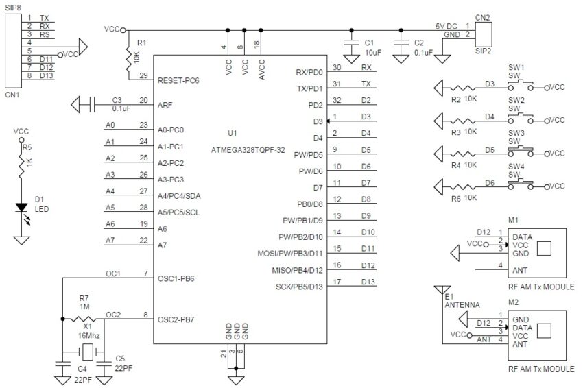 4 Channel 315Mhz RF Remote Transmitter - Arduino Compatible ...