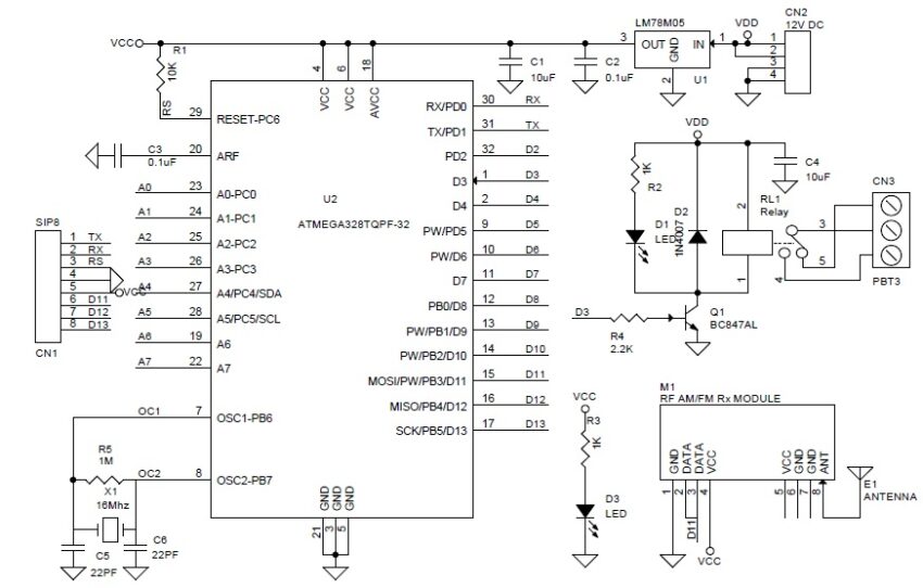 315Mhz RF Remote Receiver with On Board Relay – Arduino Compatible ...