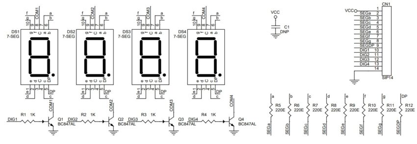4 Digit Common Cathode 0.5" - 7 Segment Display Module (Multiplexed ...