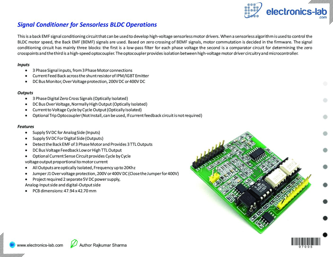 Signal Conditioner for Sensorless BLDC Operations - Electronics-Lab.com