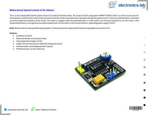 Bidirectional Speed Control of DC Motors - Electronics-Lab.com